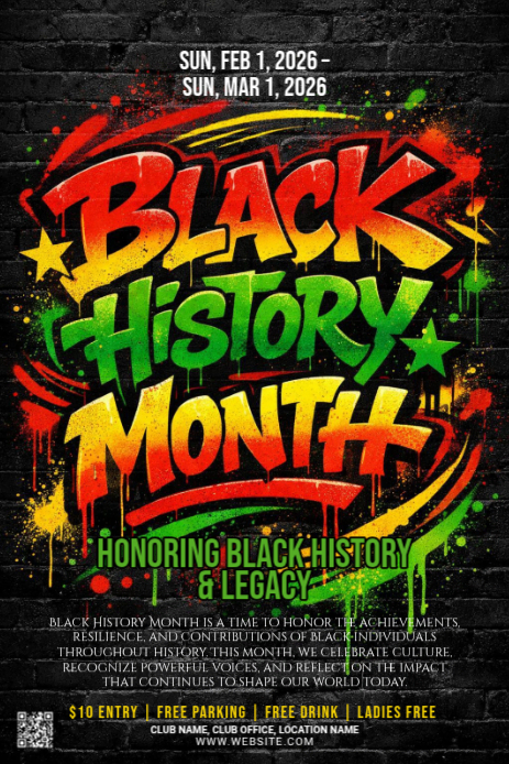 Black Black History Month Celebration Pinterest Graphic Template ...