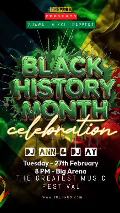 Black Black History Month Music Festival Instagram Story Video Template ...
