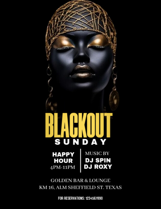 Copy of Black Blackout Sunday Night Party Flyer (us Letter) | PosterMyWall