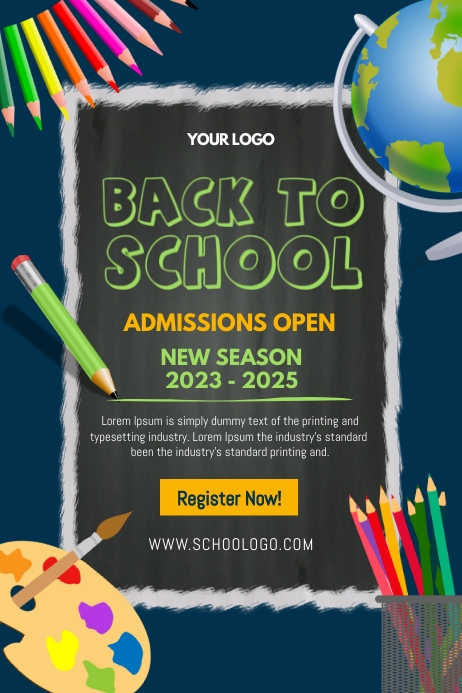 Black Blue Back To School Open Poster Template | PosterMyWall