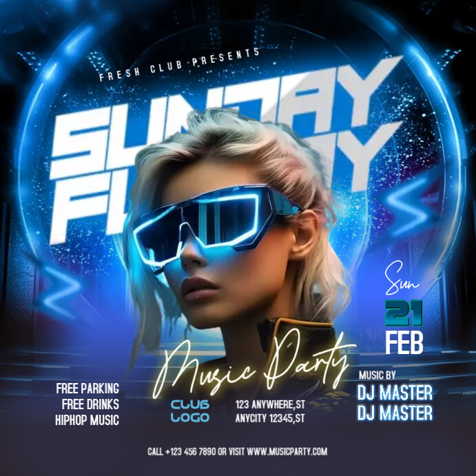 Black blue sunday funday template | PosterMyWall