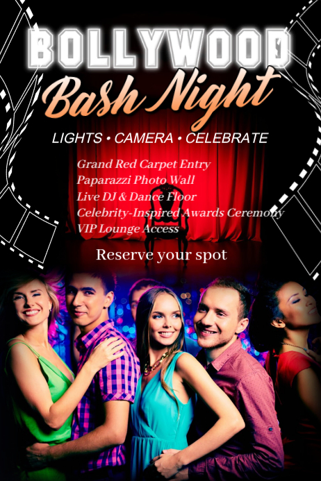 Plantilla de Black Bollywood Bash Night Poster | PosterMyWall