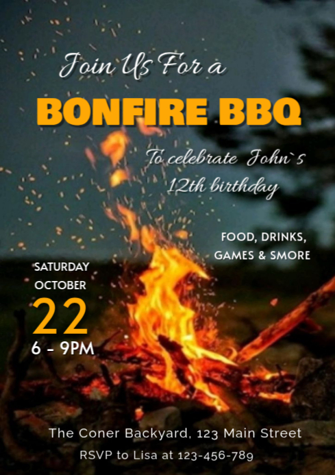 Plantilla de Black Bonfire Bbq A4 | PosterMyWall