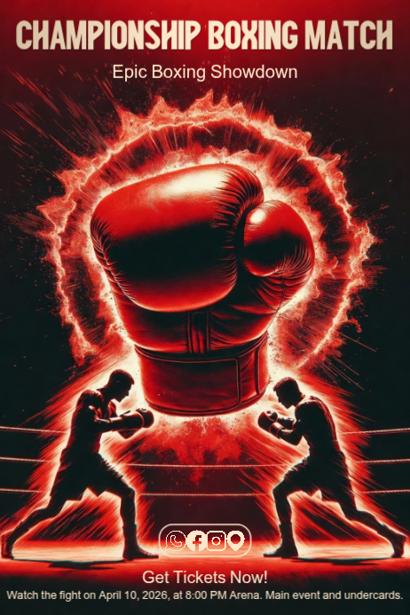 Black Boxing Match Poster Template | PosterMyWall