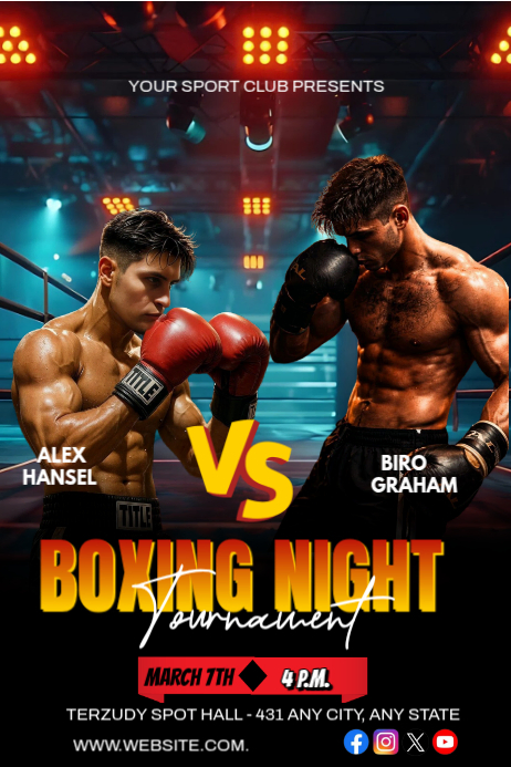 Plantilla de Black Boxing Tournament Poster | PosterMyWall