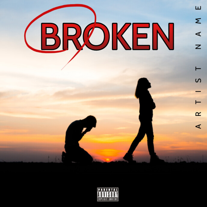 Copy of Black Broken Hear Sad Album Cover Album Cove | PosterMyWall