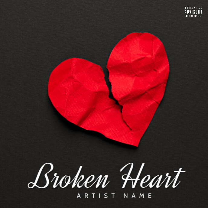 Black Broken Heart Mixtape Cover Album Cover Template | PosterMyWall