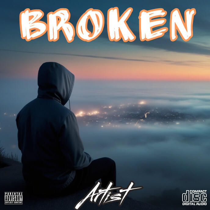 Black Broken Sad Man Album Cover Templat | PosterMyWall