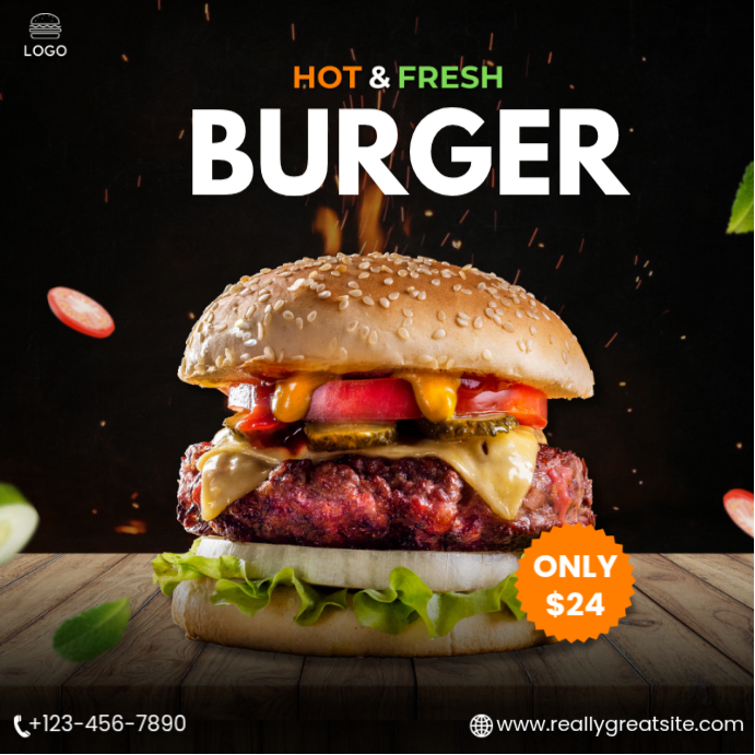 Black Burger Instagram Post Template | PosterMyWall