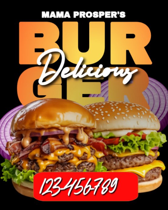 Black Burger Promotion Instagram Portrait Template | PosterMyWall