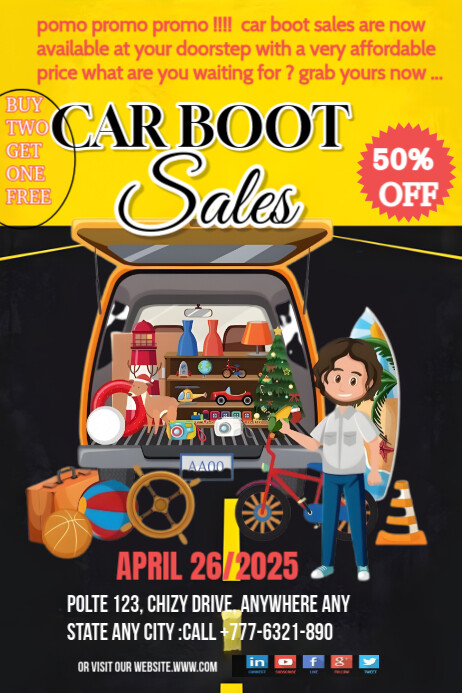 Black Car Boot Sales Poster Template | PosterMyWall