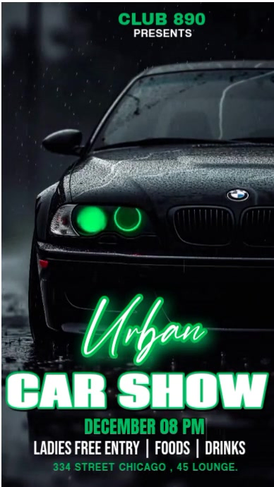 Black Car Show Event Instagram Story Video Template | PosterMyWall