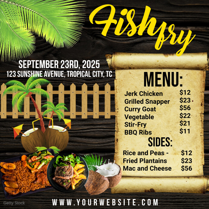Black Caribbean Fish Fry Instagram Post Template | PosterMyWall