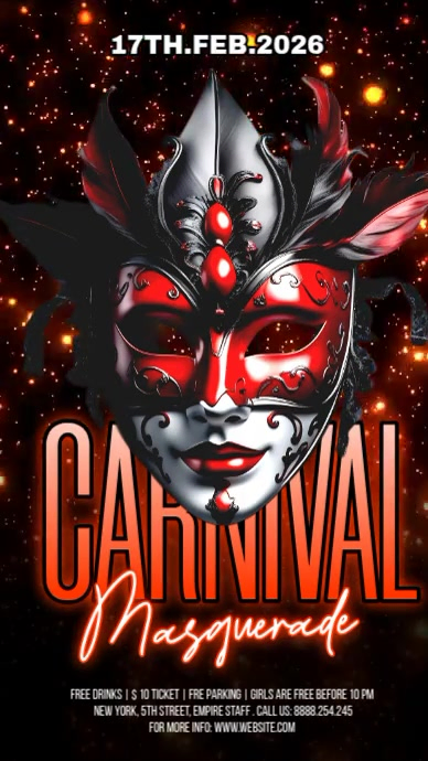 Black Carnival Masquerade Event Instagram Story Video Template ...