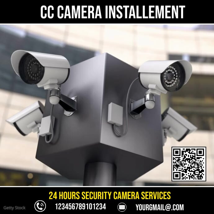 Black Cctv Security Camera Template Instagra | PosterMyWall