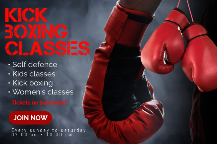 Black Ceria Kick Boxing Classes Poster Template | PosterMyWall