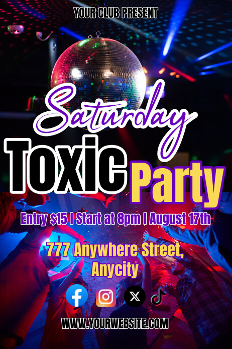 Modèle Black Ceria Saturday Toxic Party Poster | PosterMyWall