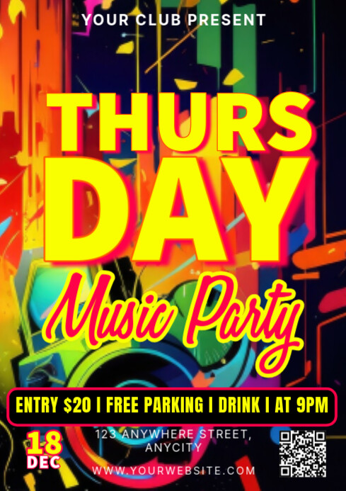 Black Ceria Thursday Music Party A2 Template | PosterMyWall