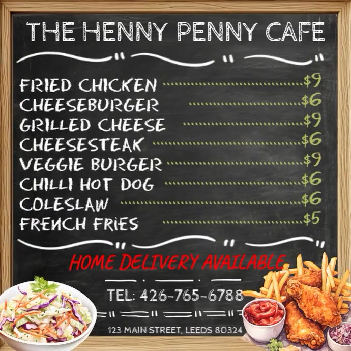 Plantilla de Black Chalkboard Menu Instagram Post | PosterMyWall