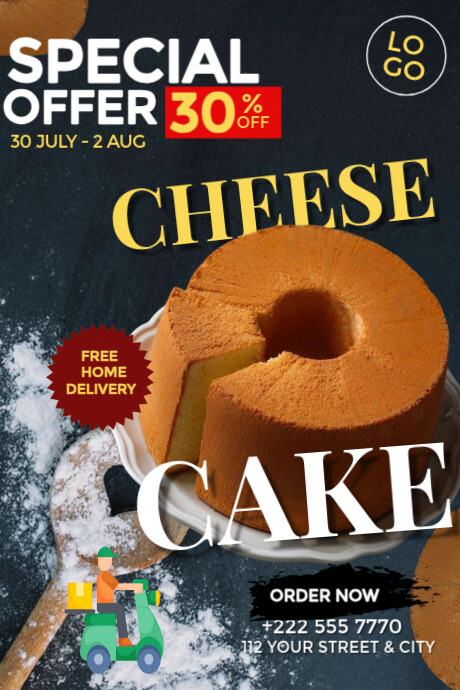 Black Cheesecake Day Recipe Poster Template | PosterMyWall