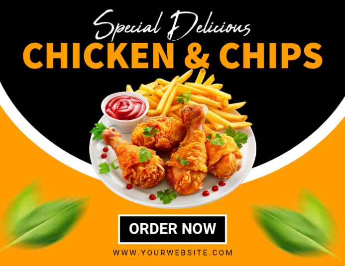Black Chicken and Chips Promotion Flyer Template | PosterMyWall