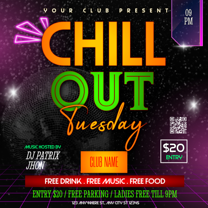 Black Chill Out Tuesday Pos Instagram Template | PosterMyWall