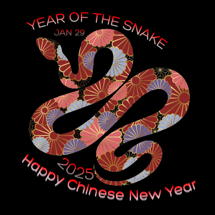 Black Chinese New Year,year Of The Snake Instagram Post Templat ...
