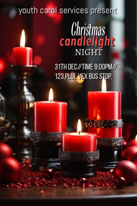 Plantilla de Black Christmas Candlelight Service Flyer Poster ...