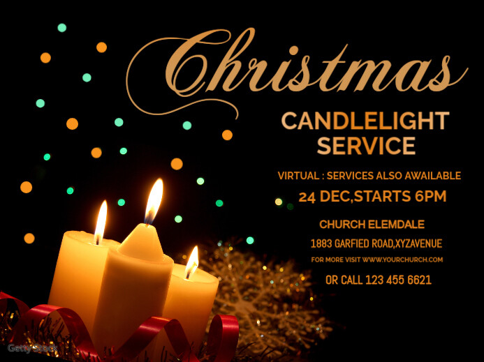 Black Christmas Candlelight Service Yard Sign Template | PosterMyWall