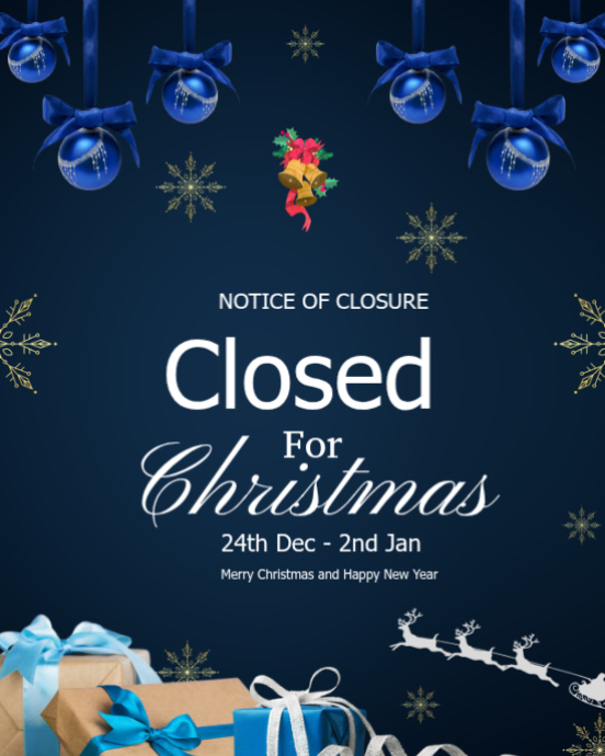 Black Christmas Closure Announcement Instagram Portrait Template ...