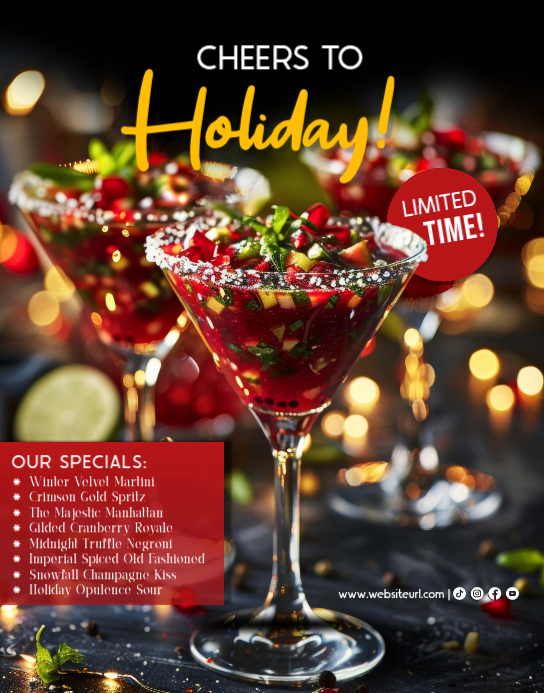 Black Christmas Cocktail Menu Poster/wallboard Template | PosterMyWall
