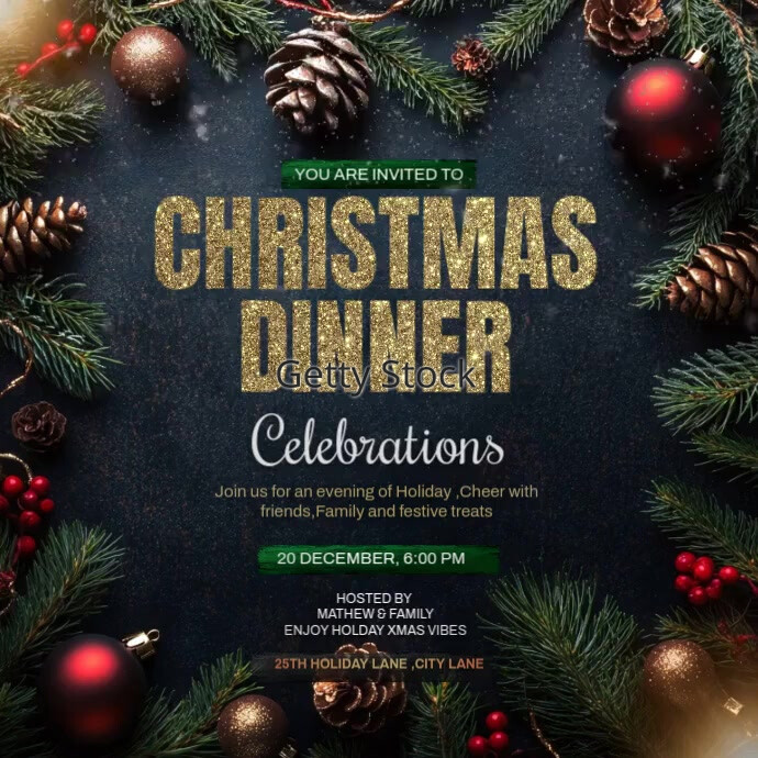 Plantilla de Black Christmas Dinner Instagram Post | PosterMyWall