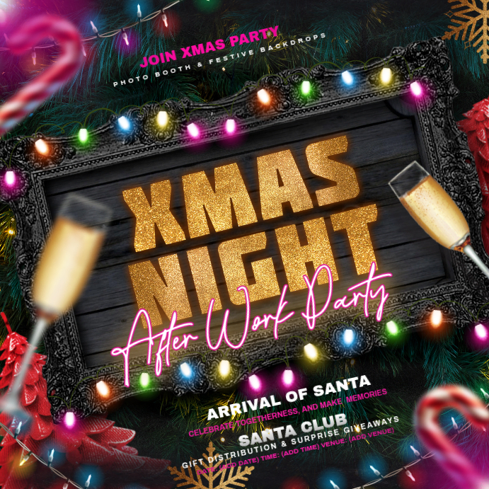 Black Christmas Party Instagram Post Template | PosterMyWall