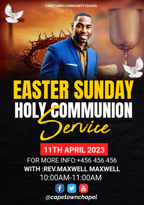 Black Church Easter Sunday Holy Communion Sunday Service A3 Template ...