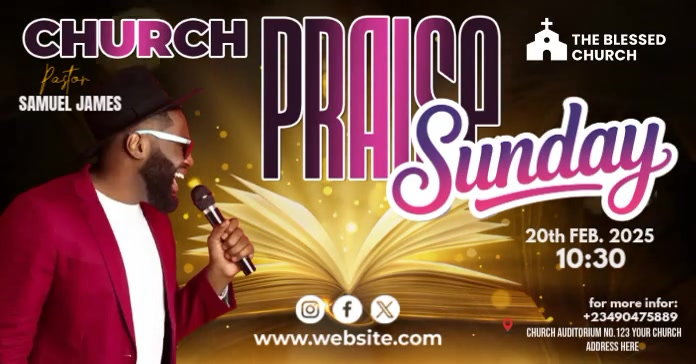 Black Church Event Facebook Shared Image Video Template | PosterMyWall
