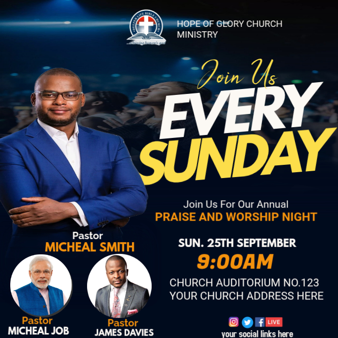 Black Church Event Instagram Post Template | PosterMyWall