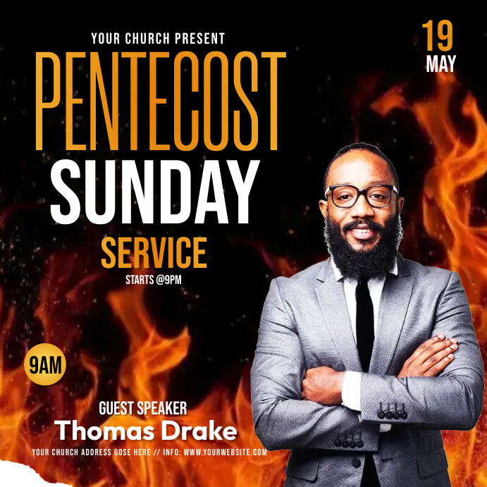 Copy of Black Church Flyer, Church Service, Pentecos | PosterMyWall