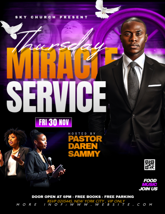 Black Church Miracle Service Event Flyer Template | PosterMyWall