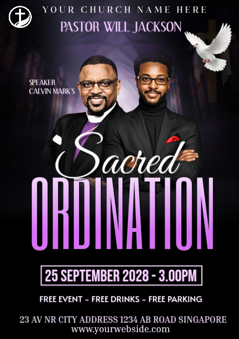 Plantilla de Black Church Ordination Event A4 | PosterMyWall