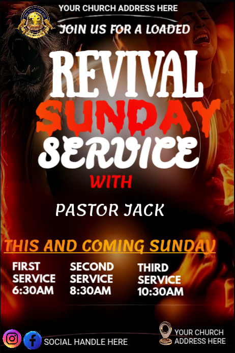 Black Church Revival Service Poster Template | PosterMyWall
