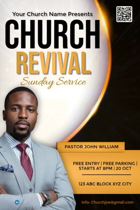 Plantilla de Black Church Revival Sunday Service Poster | PosterMyWall
