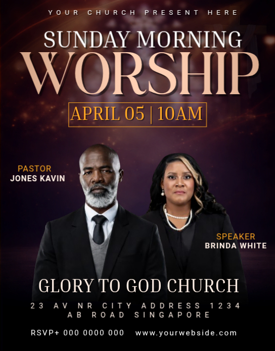 Black Church Worship Event Poster/Wallboard Template | PosterMyWall