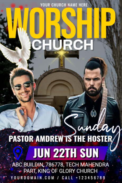 Black Church Worship Poster Template | PosterMyWall