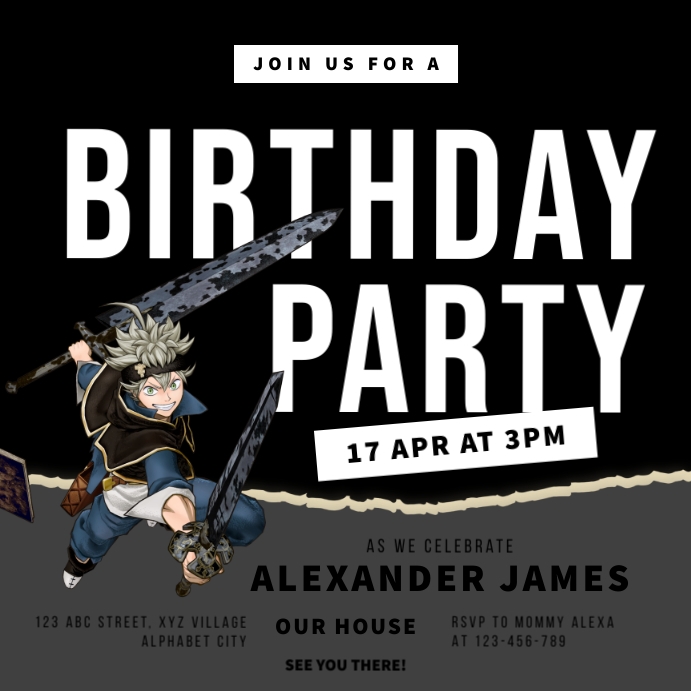 Copy of Black Clover Birthday Invitation | PosterMyWall
