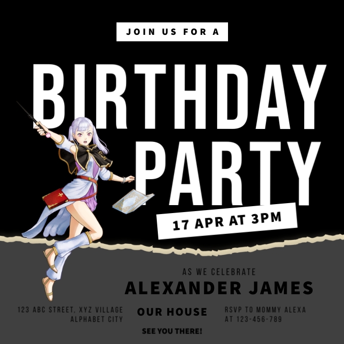 Copy of Black Clover Birthday Invitation | PosterMyWall
