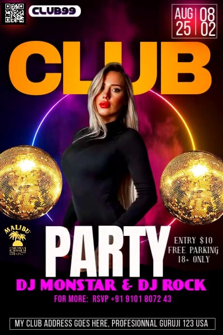 Black Club Night Party Poster Template | PosterMyWall