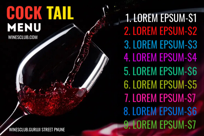 Black Cocktail Menu Ad Poster Templat | PosterMyWall