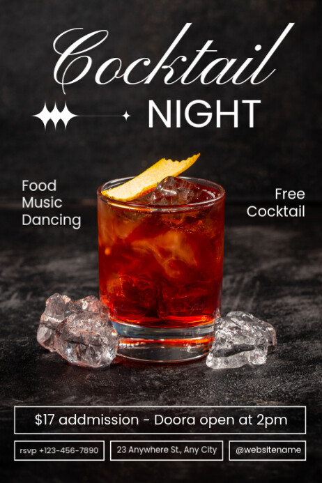 Copy of Black Cocktail Night Poster | PosterMyWall