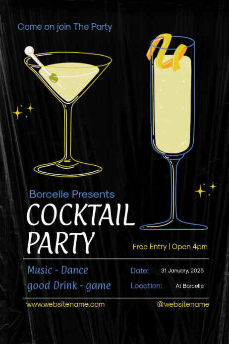 Black Cocktail Party Poster Template | PosterMyWall