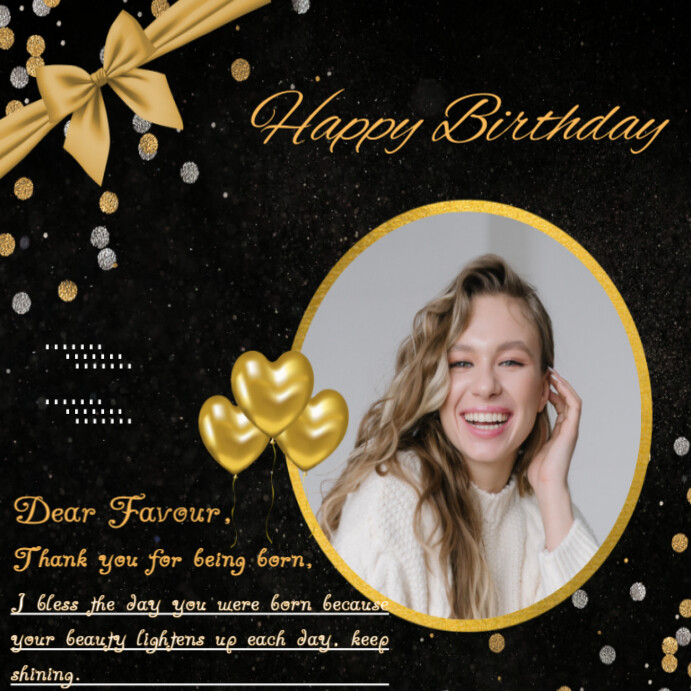 Black Collage Black & Gold Modern Elegant Happy Birthday Greeting ...